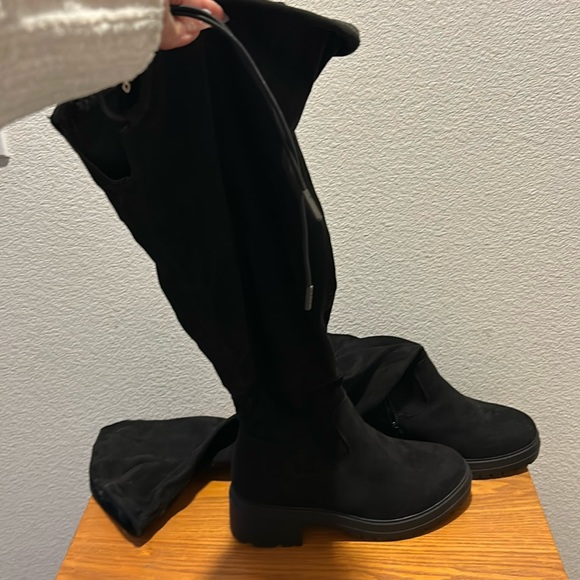 torrid | Shoes | Torrid Black Stretch Faux Suede Over The Knee Wide Width Wide Calf Boots | Poshmark